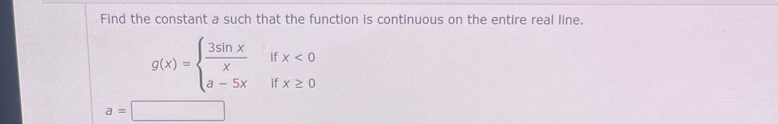 Solved Find the constant a such that the function is | Chegg.com