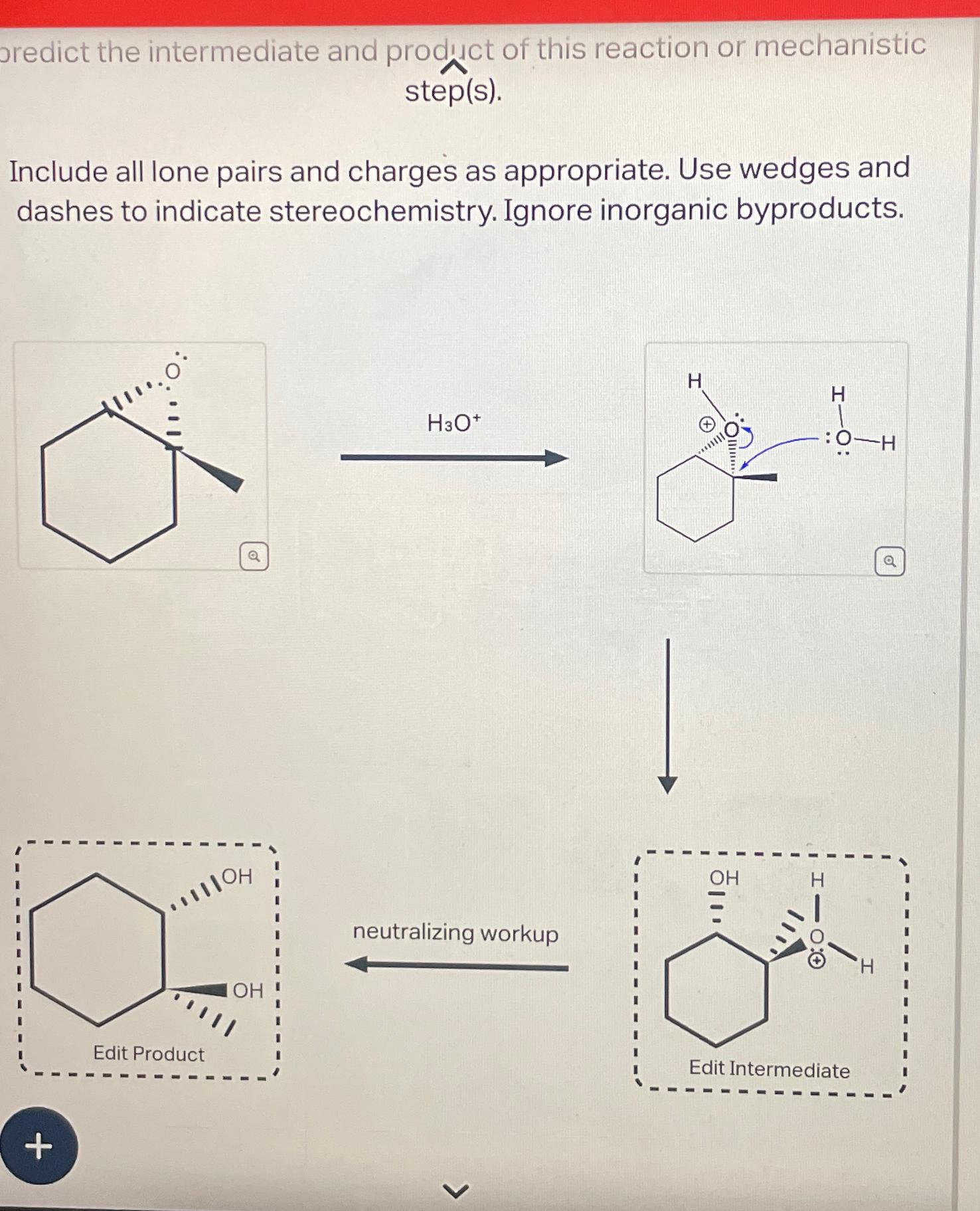 Solved oredict the intermediate and product of this reaction | Chegg.com