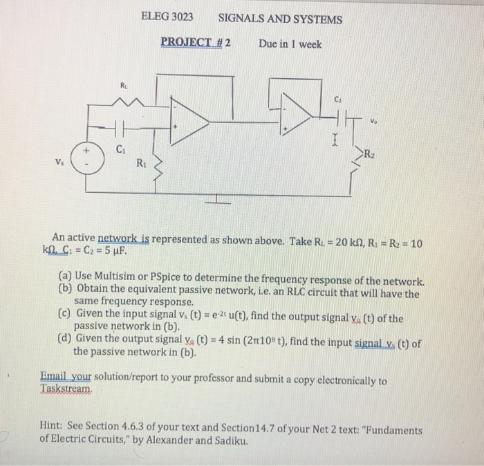 ELEG 3023 SIGNALS AND SYSTEMS PROJECT #2 Due in 1 | Chegg.com