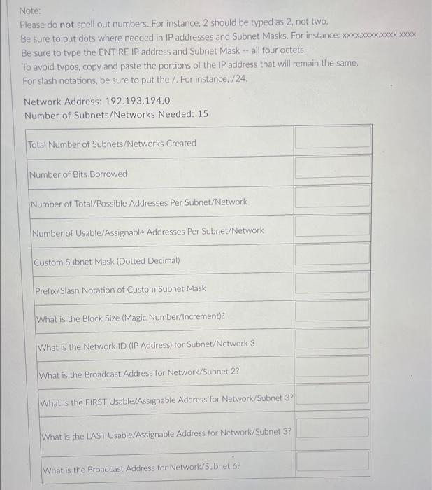 Solved Note: Please do not spell out numbers. For instance, | Chegg.com