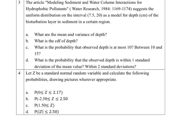 Solved 3 The article "Modeling Sediment and Water Column | Chegg.com