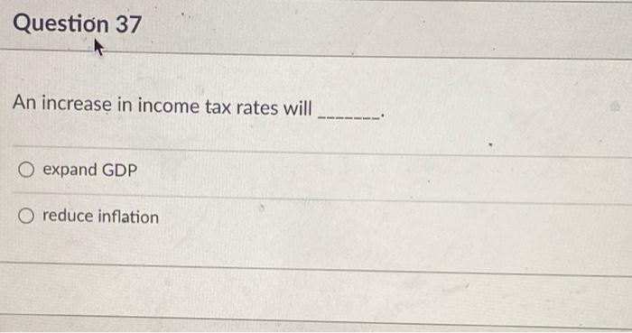 Solved Question 37 An increase in income tax rates will O | Chegg.com