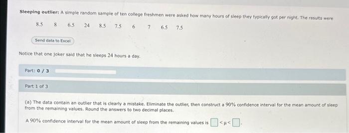 Solved Sleeping outlier: A simple random sample of ten | Chegg.com