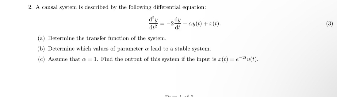 Solved A causal system is described by the following | Chegg.com