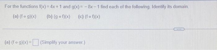 Solved Given the function g(x)=5x+4, evaluate each of the | Chegg.com