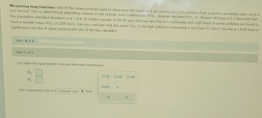 Solved Measuring lung function: One of the measurements used | Chegg.com