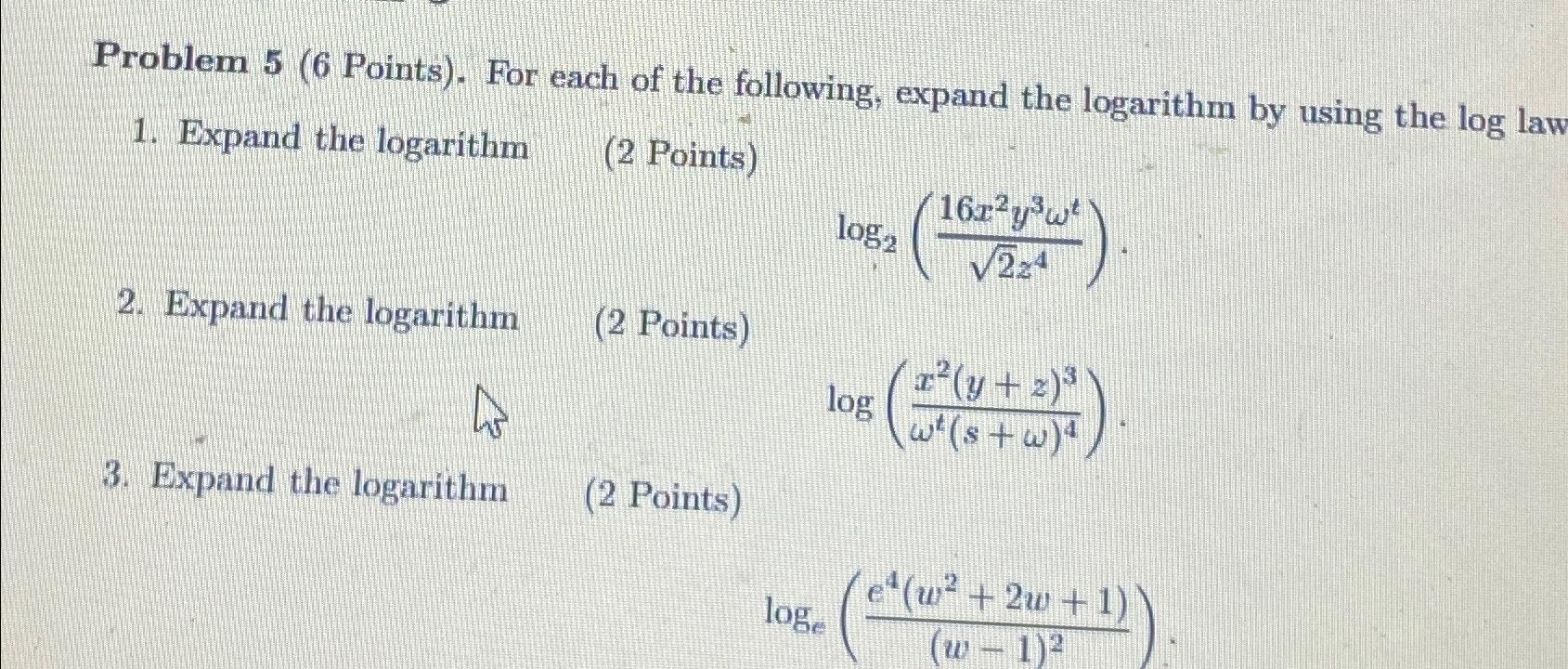 Solved Problem 5 ( 6 Points). For each of the following, | Chegg.com