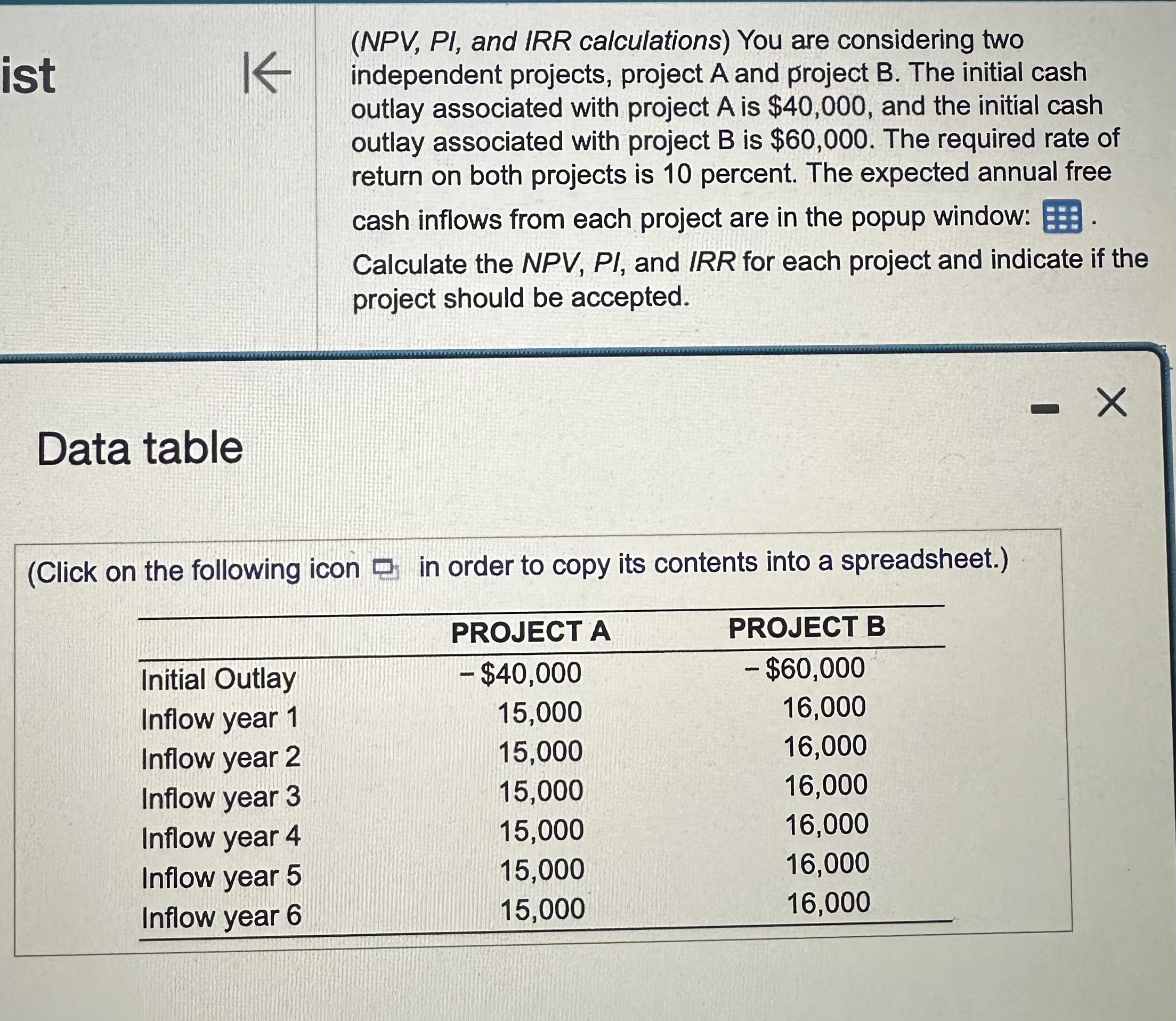 (NPV, ﻿PI, ﻿and IRR calculations) ﻿You are | Chegg.com