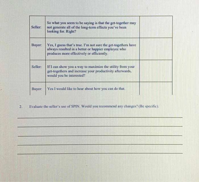 Solved Read through the following sales call transcript and | Chegg.com