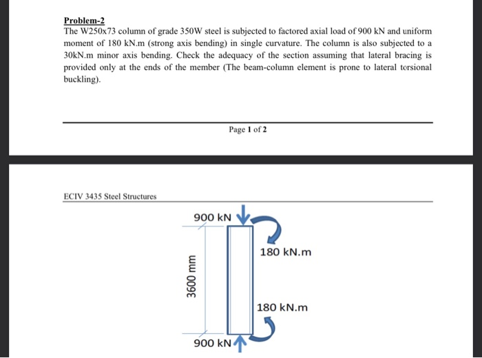 Problem-2 The W250x73 column of grade 350W steel is | Chegg.com