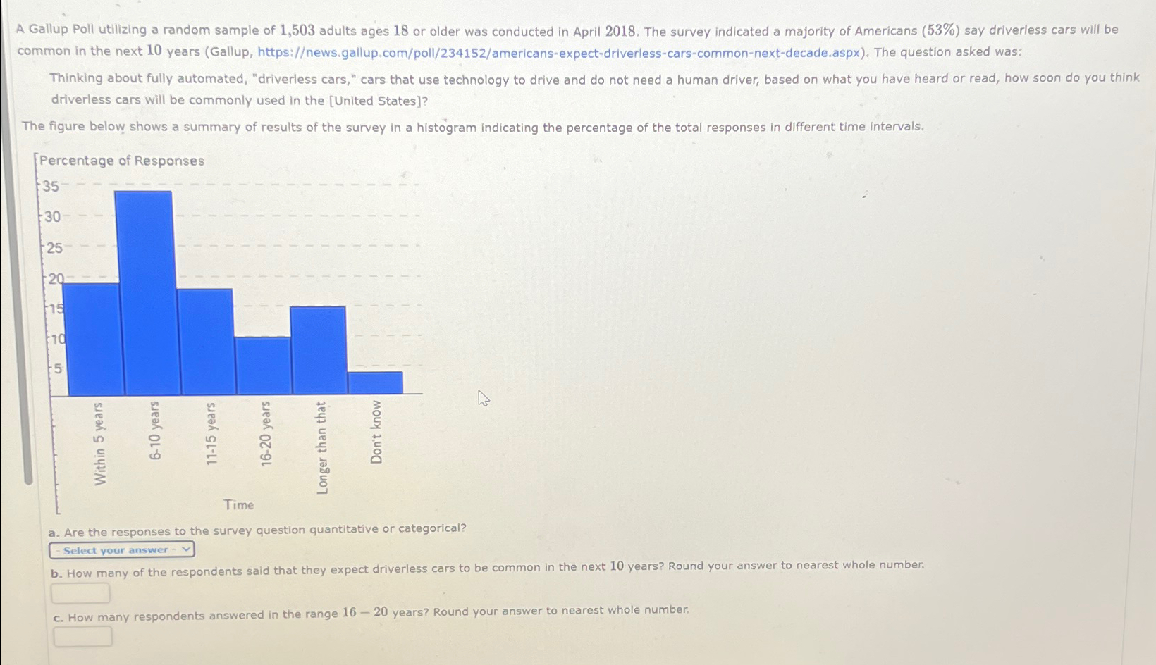 A Gallup Poll utilizing a random sample of 1,503 | Chegg.com