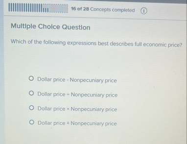Solved 16 ﻿of 28 ﻿Concepts completedMultiple Choice | Chegg.com