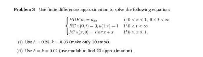 Solved Problem 3 Use finite differences approximation to | Chegg.com