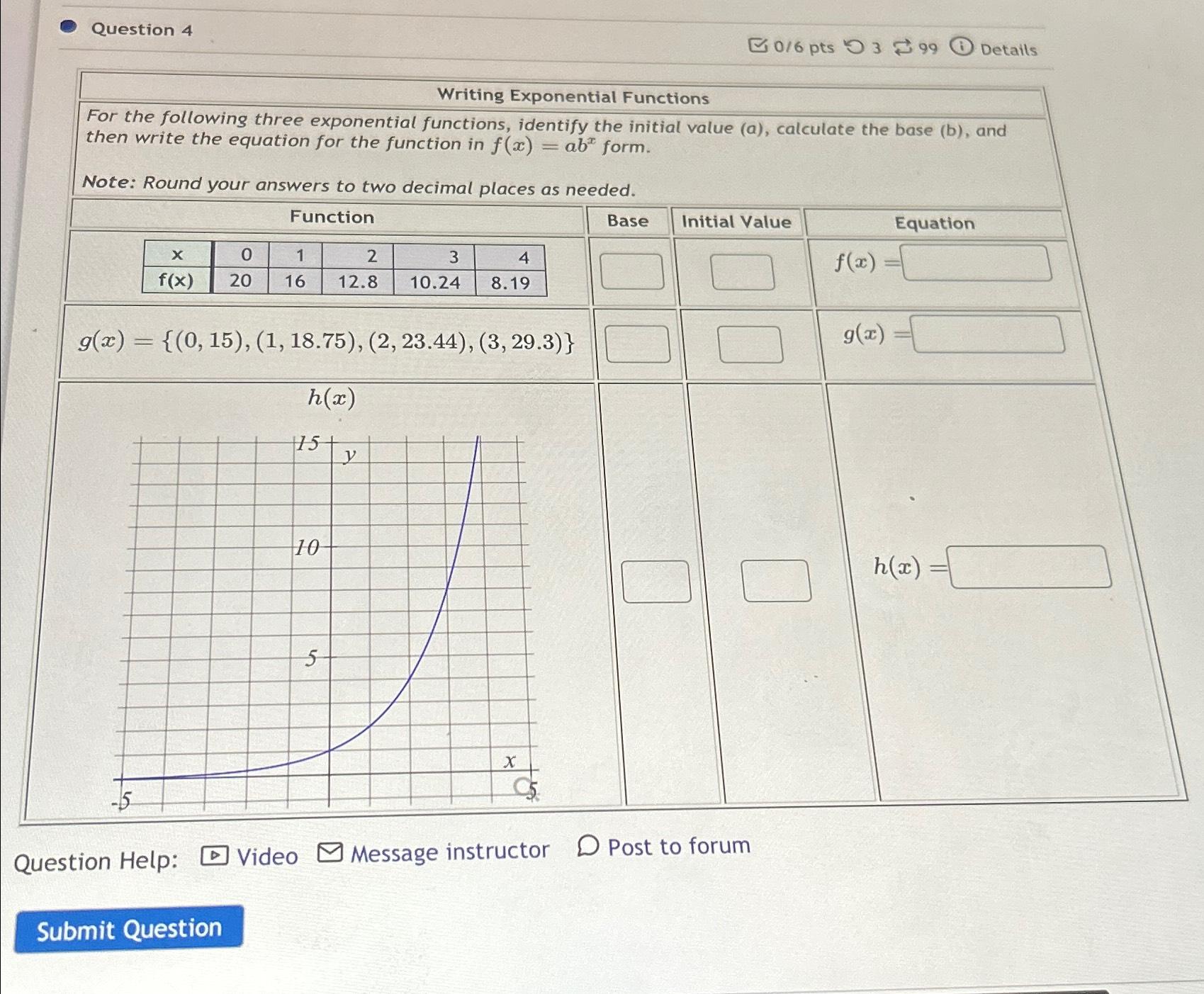 Solved Question 406 ﻿pts399DetailsWriting Exponential | Chegg.com