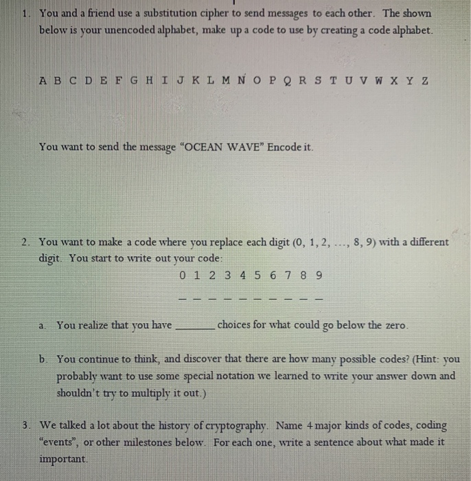 Solved You and a friend use a substitution cipher to send | Chegg.com