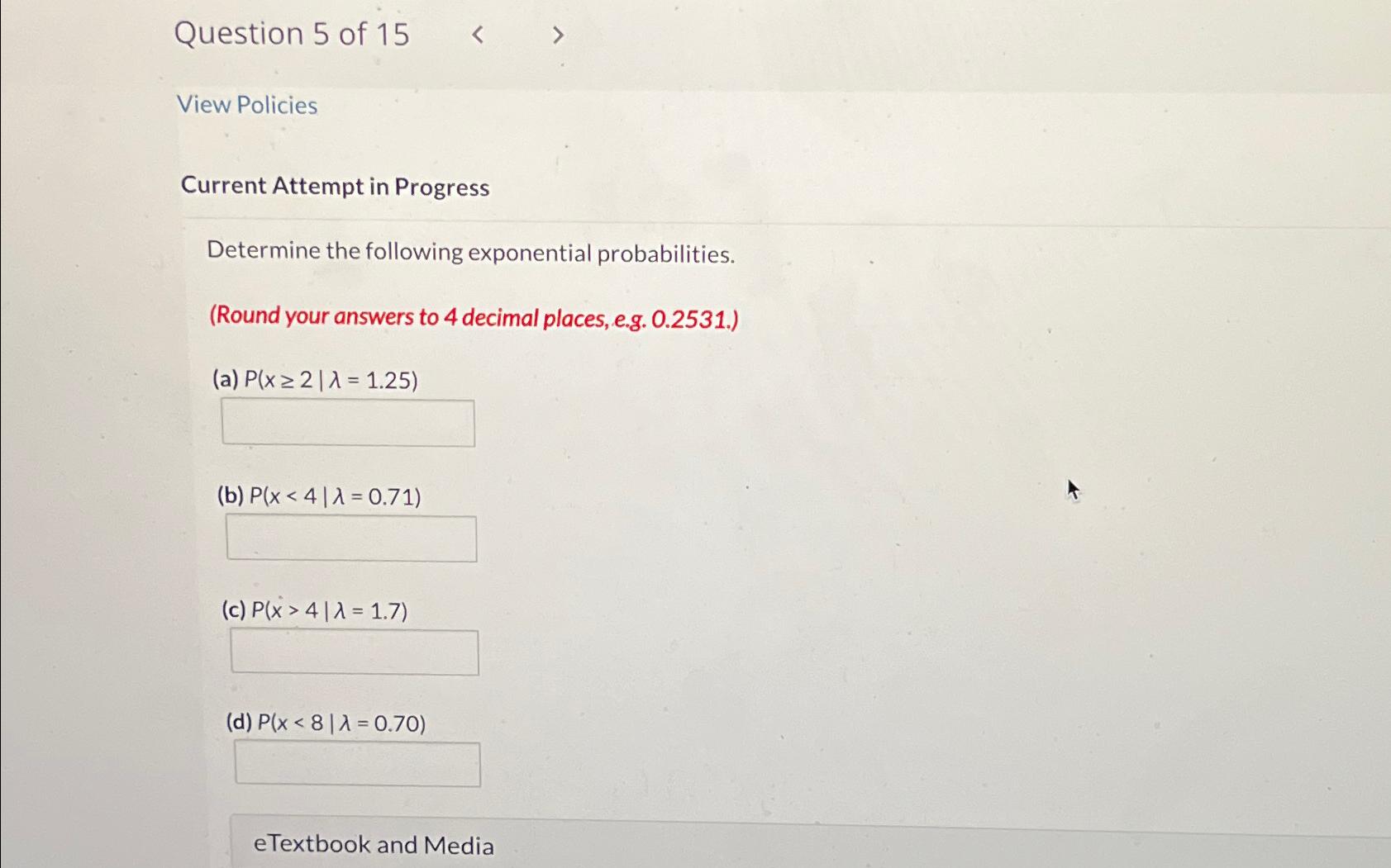 Solved Question 5 ﻿of 15View PoliciesCurrent Attempt in | Chegg.com