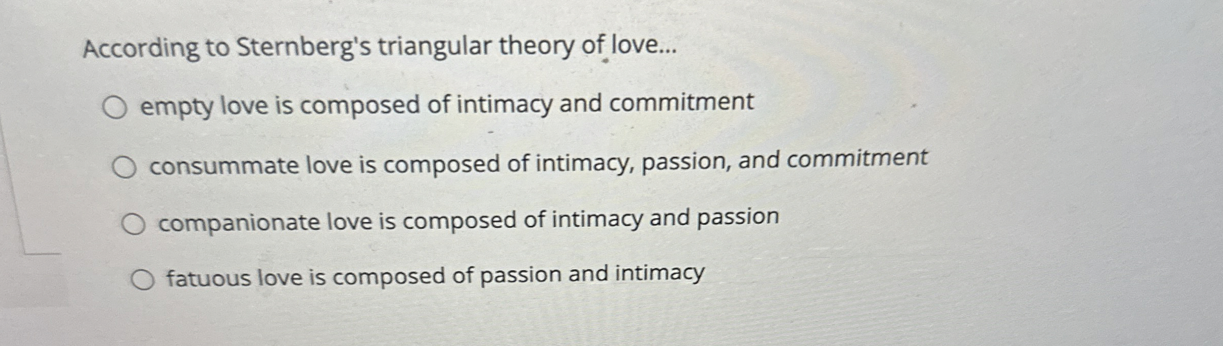 Solved According to Sternberg's triangular theory of | Chegg.com