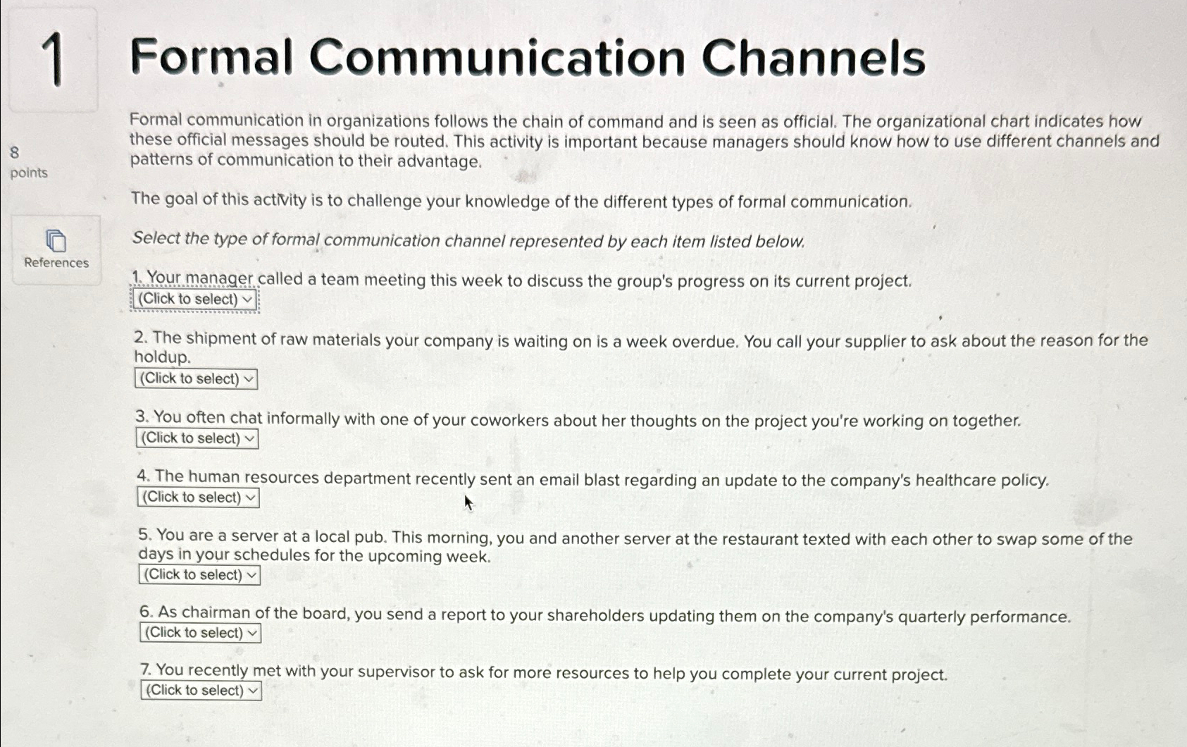 Solved 1 ﻿Formal Communication ChannelsFormal communication | Chegg.com