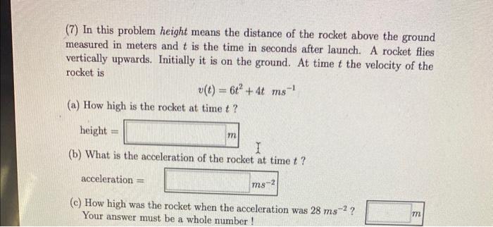 Solved (7) In this problem height means the distance of the | Chegg.com