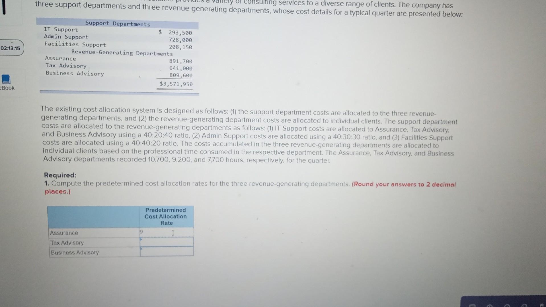 Solved The existing cost allocation system is designed as | Chegg.com