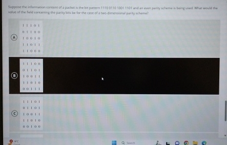Solved yalue of the fud concaining the pariky bits be for | Chegg.com
