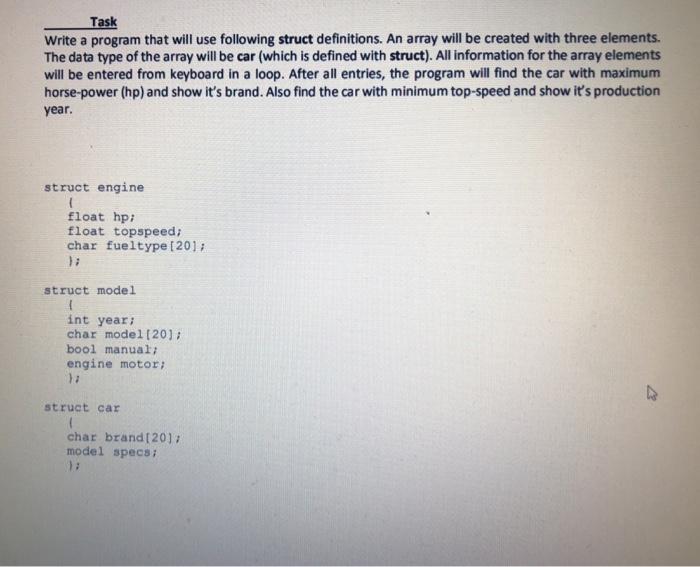 Solved Task Write a program that will use following struct | Chegg.com