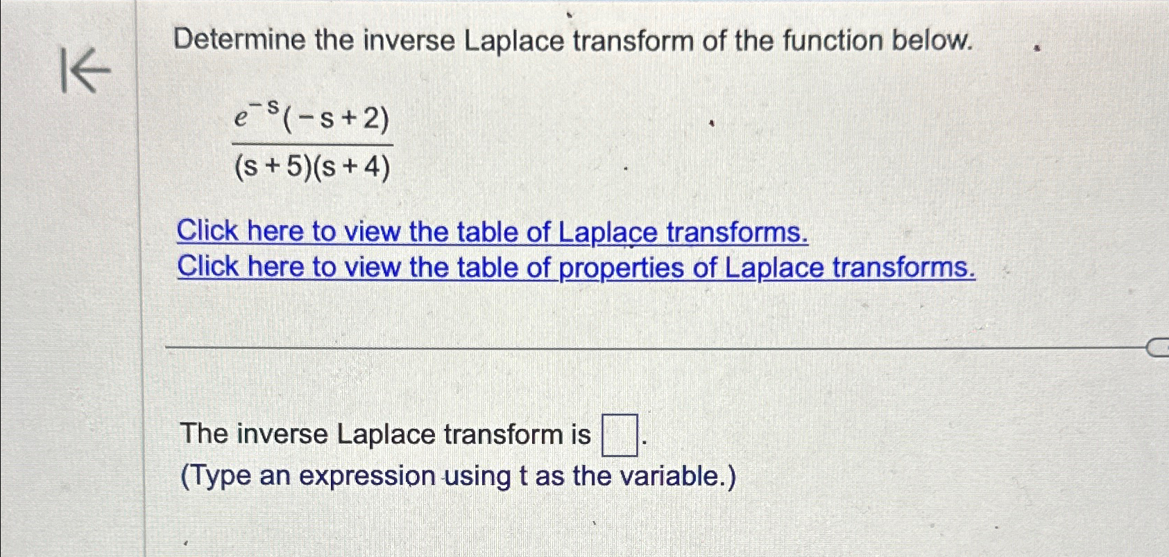 Solved Determine the inverse Laplace transform of the | Chegg.com