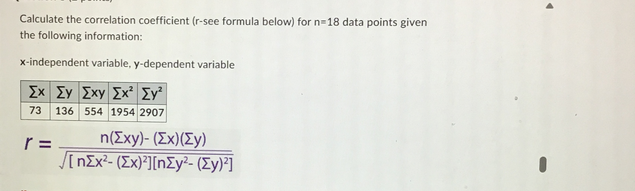 Solved Calculate the correlation coefficient ( ﻿r -see | Chegg.com