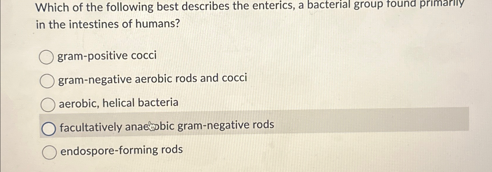 Solved Which of the following best describes the enterics, a | Chegg.com