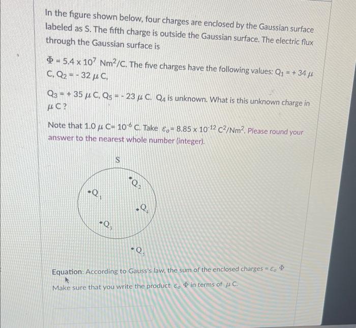 Solved In the figure shown below, four charges are enclosed | Chegg.com