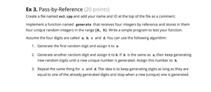 Solved Ex 3. Pass-by-Reference (20 points) Create a file | Chegg.com