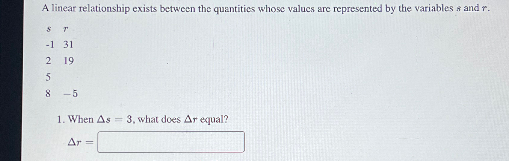 Solved A linear relationship exists between the quantities | Chegg.com