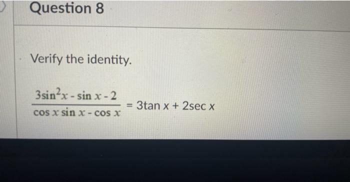 Solved Verify the identity. | Chegg.com