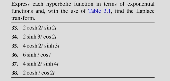 Solved Express each hyperbolic function in terms of | Chegg.com