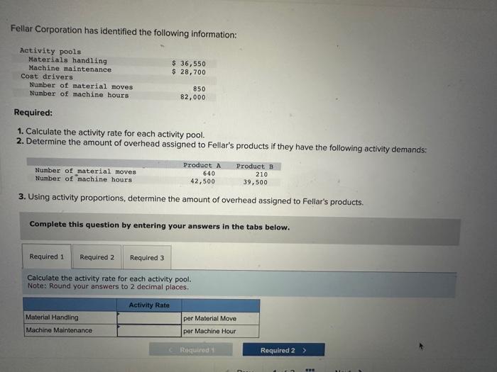 Solved Fellar Corporation has identified the following | Chegg.com