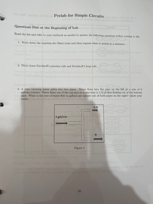 Solved Prelab for Simple Circuits Questions Due at the | Chegg.com