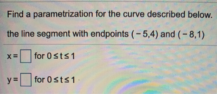 Solved Find a parametrization for the curve described below. | Chegg.com