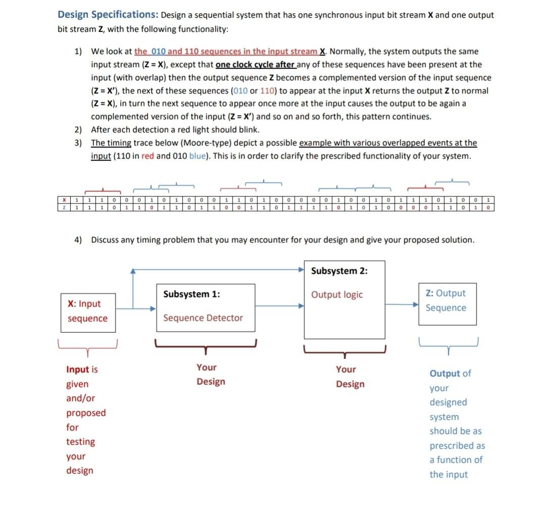 Solved Design Specifications: Design a sequential system | Chegg.com