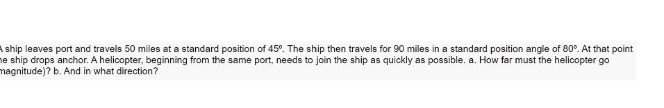 Solved ship leaves port and travels 50 ﻿miles at a standard | Chegg.com