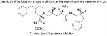 Solved Identify all of the functional groups in Crixivan, an | Chegg.com