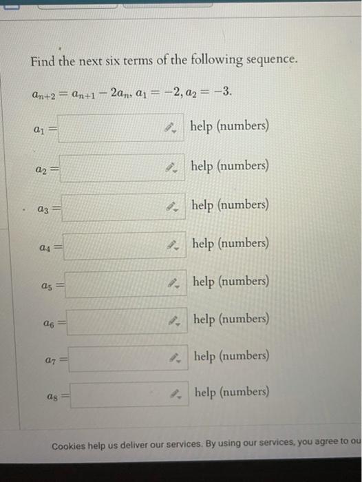 Solved Find the next six terms of the following sequence. | Chegg.com