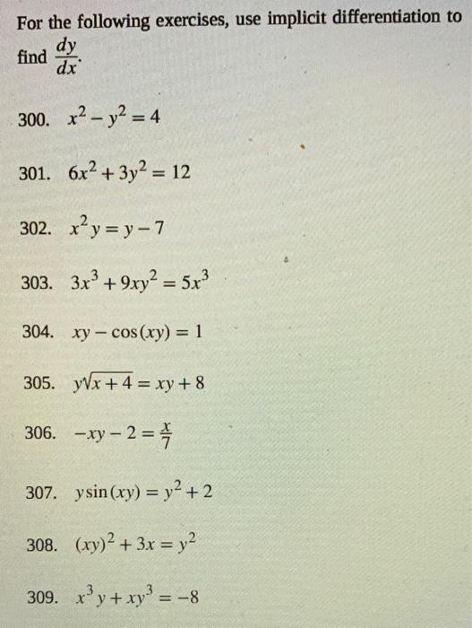 Solved For the following exercises, use implicit | Chegg.com