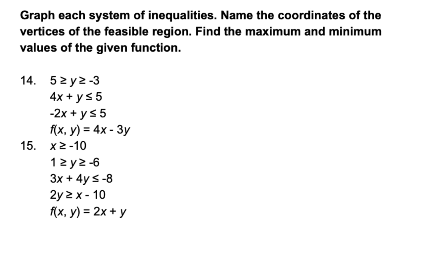 Solved Graph each system of inequalities. Name the | Chegg.com