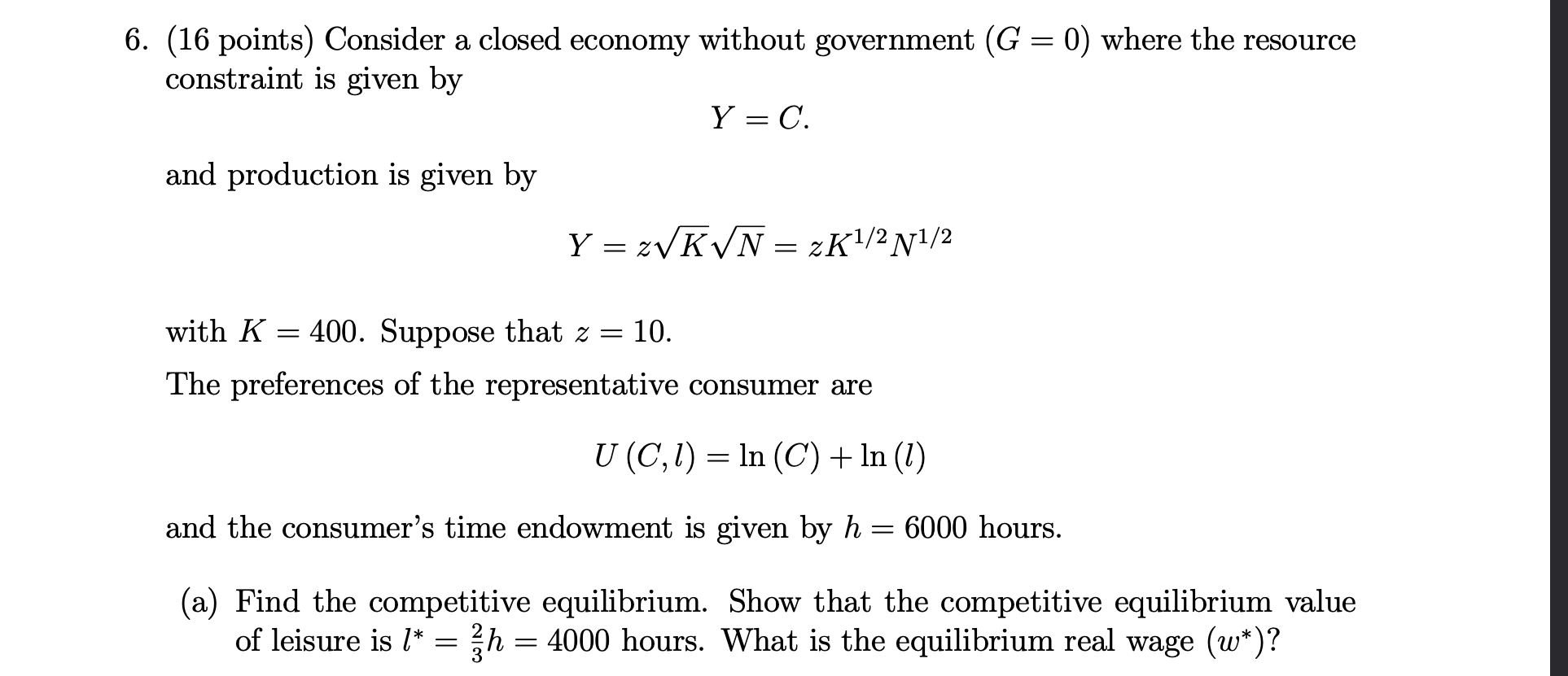 Solved Answer question 6a without using pareto optimal | Chegg.com
