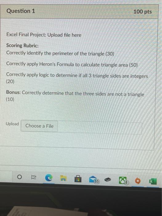 Solved Question 1 100 pts Excel Final Project: Upload file | Chegg.com