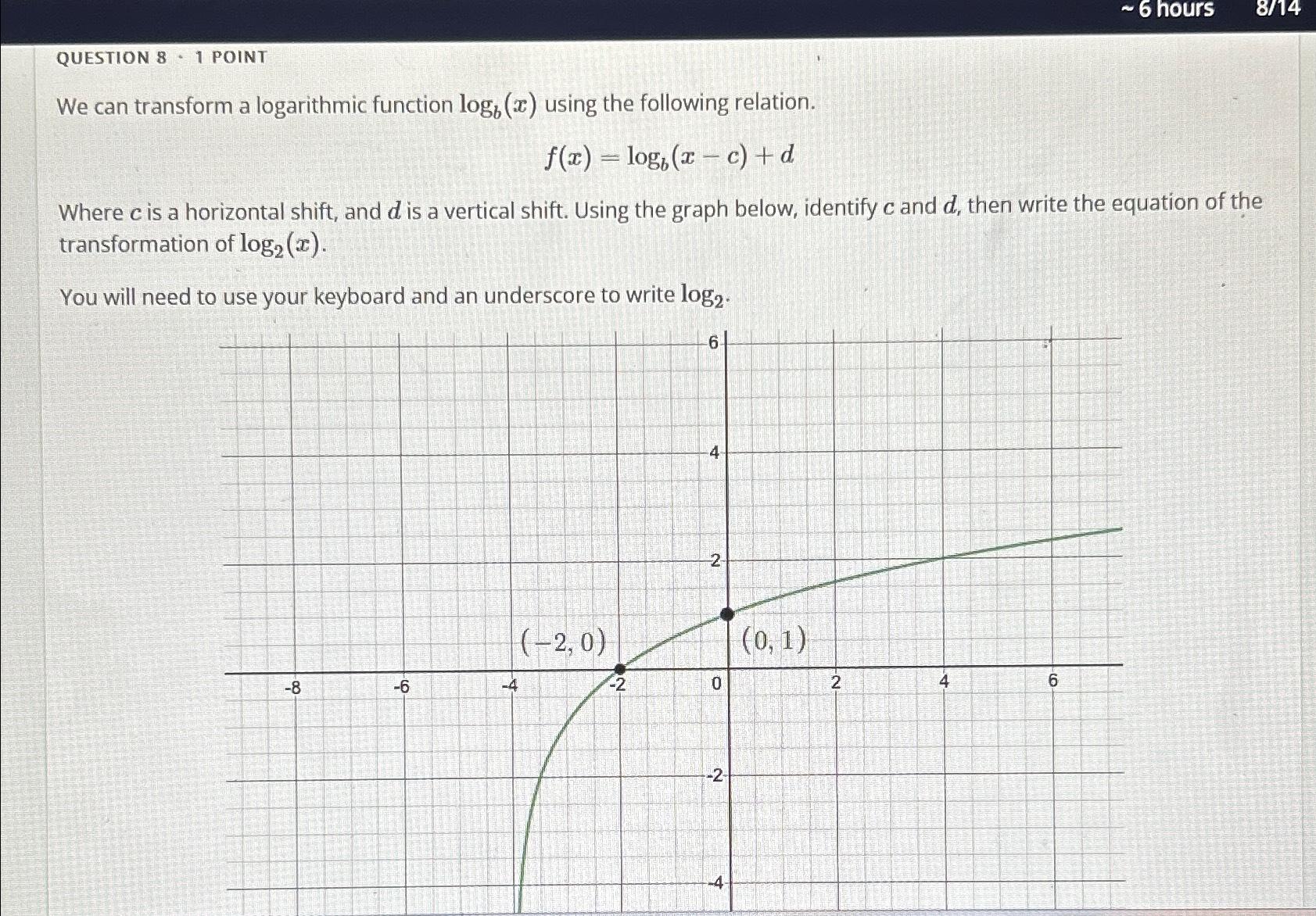 Solved QUESTION 8 - 1 ﻿POINTWe can transform a logarithmic | Chegg.com