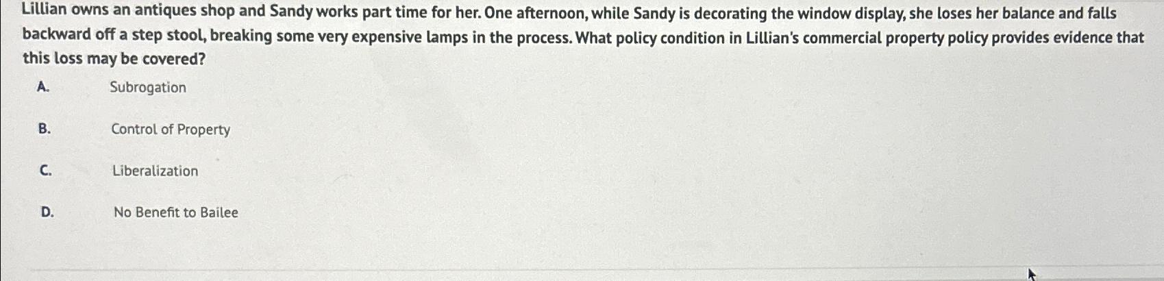 Solved Lillian owns an antiques shop and Sandy works part | Chegg.com