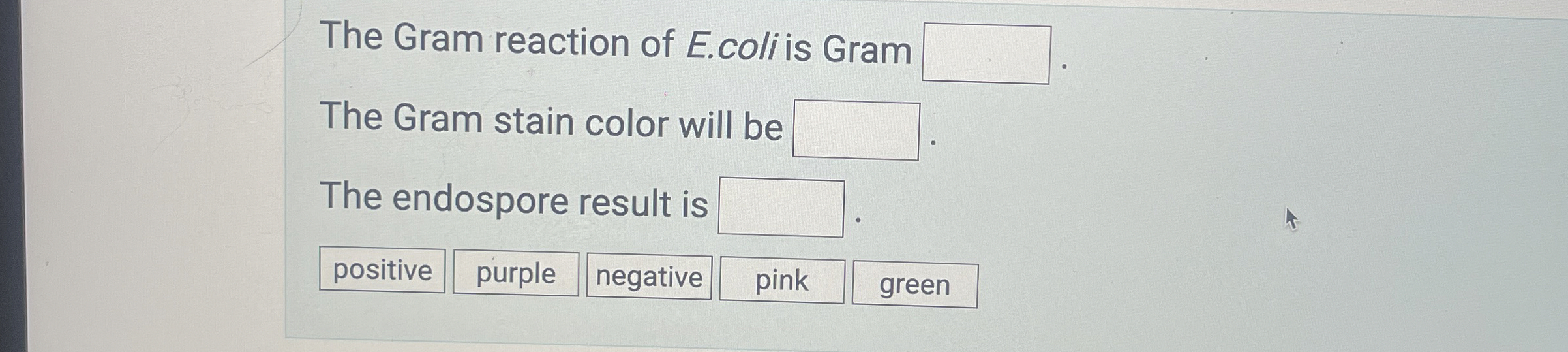 Solved The Gram reaction of E.coli is GramThe Gram stain | Chegg.com