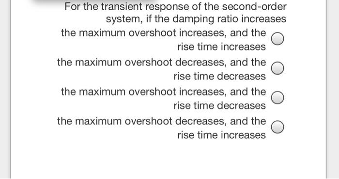 Solved For the transient response of the second-order | Chegg.com