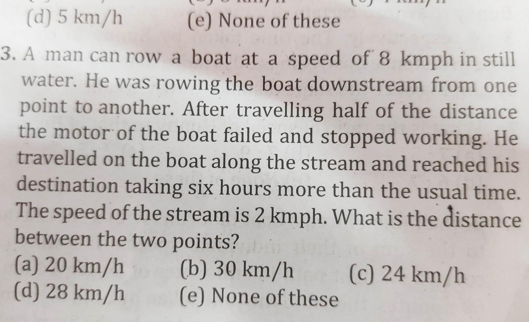 Solved 3. A man can row a boat at a speed of 8kmph in still | Chegg.com